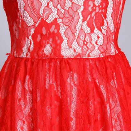 Red Long Lace Dress on Luulla