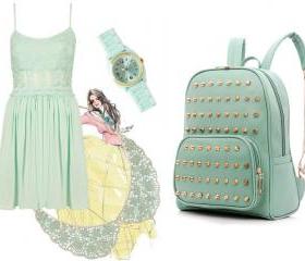 Mint Green Fresh Rivet School Backpack on Luulla