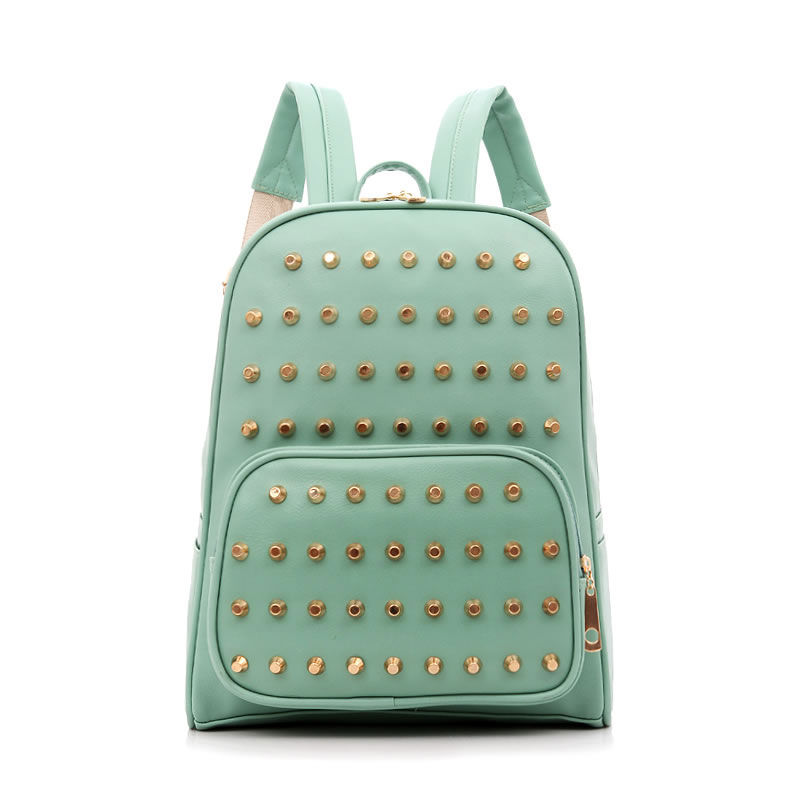 Mint Green Fresh Rivet School Backpack on Luulla