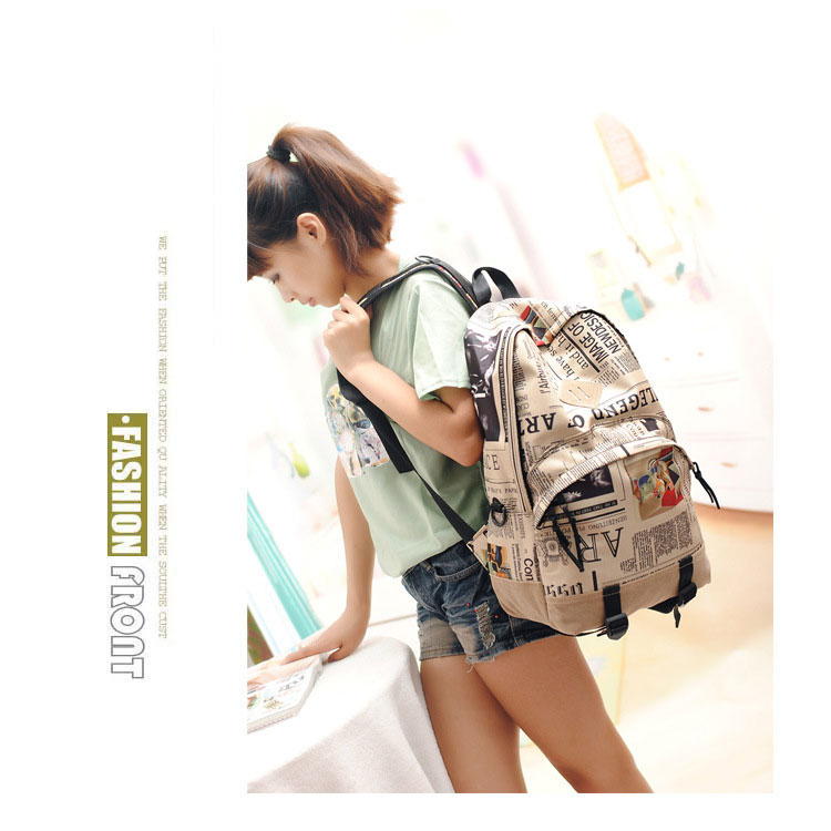 Creative Newspapers And World Map Canvas Backpack on Luulla