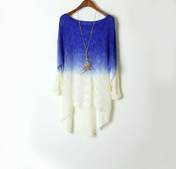 Unique Blue Irregular Nice Gradient& Sweater on Luulla