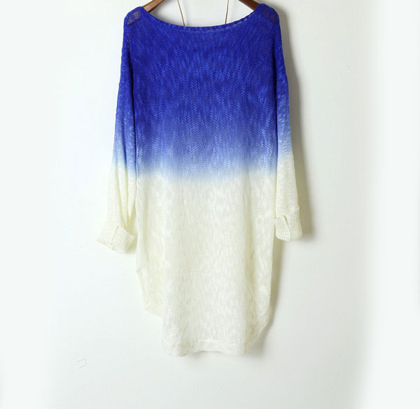 Unique Blue Irregular Nice Gradient& Sweater on Luulla